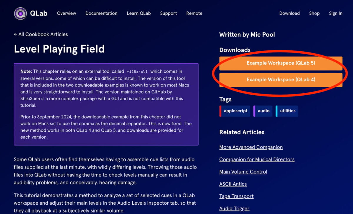 Normalize audio in your QLab stack with one click – fSound